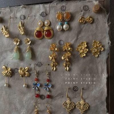 【3件减5元】复古金色耳环女花朵精致高级感气质百搭珍珠耳饰耳夹