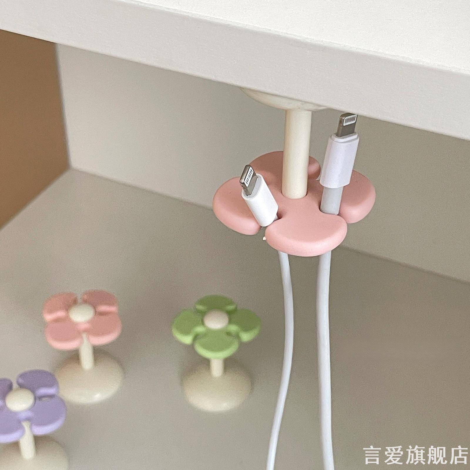 办公线材整理专用花朵理线夹强力吸盘吸附书桌多根数据线收纳小扣