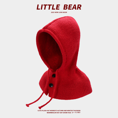 红色巴拉克拉法帽新年圣诞氛围感