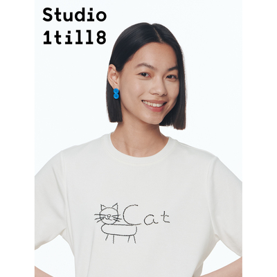 Studio1till8猫狗象刺绣T恤