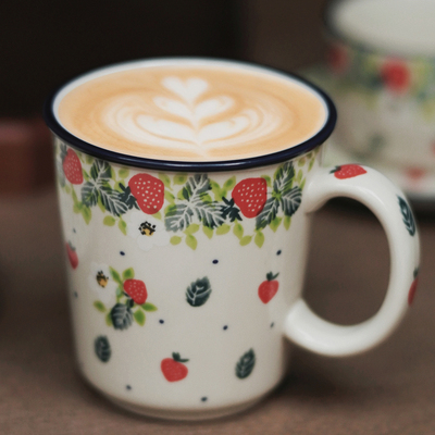 野草莓陶瓷咖啡杯拉花猪口釉下彩