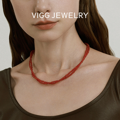 VIGG鸿运珠项链女多圈叠戴时尚