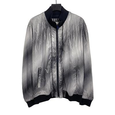 B2079外贸新款复古小方格印花立领男外套时尚休闲拉链长袖夹克衫