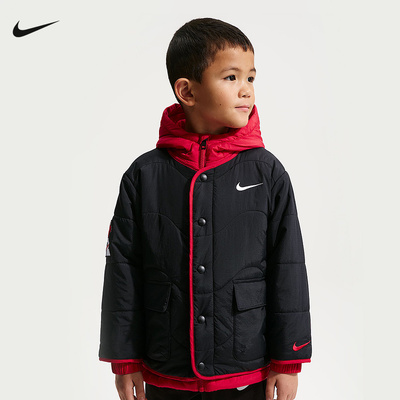 NIKE耐克棉服马年限定新年款男女小童保暖夹克连帽外套IU5334-010