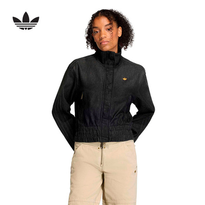 adidas阿迪达斯三叶草高领牛仔夹克2026春女TRACKTOP外套 KD3918