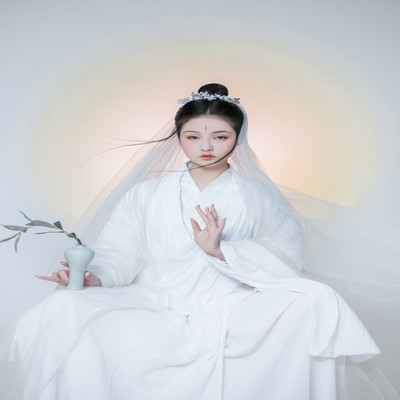 服装观世音雪纺飘逸仙全白色汉服