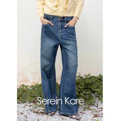 Serein Kare|高腰显瘦遮胯梨形身材直筒牛仔裤宽松阔腿拖地长裤