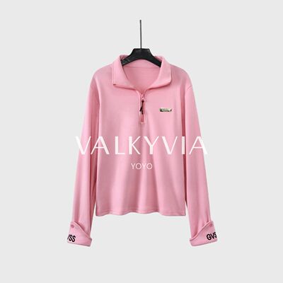 【Valkyvia/悠悠奢品】时尚拉链刺绣显瘦休闲百搭打底衫上衣女