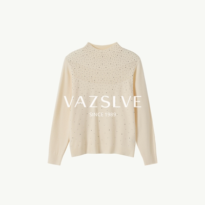 【VAZSLVE/全新奢品】捡漏 | 轻奢感烫钻半高领针织打底衫 MY1025