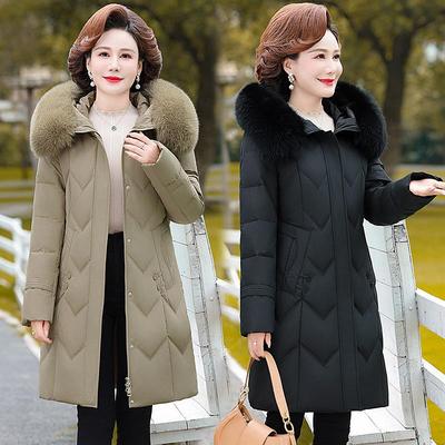 中绒老年真领8822-B9羽服妈装冬季新款加厚白鸭毛妈绒中长款保暖