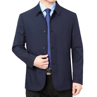 品夹排克2116-U装中翻领外套年年春季新款商务休闲公务员单扣茄男