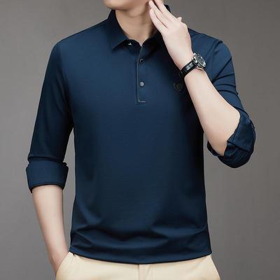 春秋新款羊男衬衫毛领翻331-LN体恤衫套头简约舒适长袖压胶无痕恤