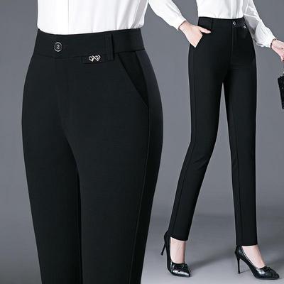 休闲裤女春秋季新高裤腰显瘦款5-5267直筒长年裤妈妈西装中老女裤