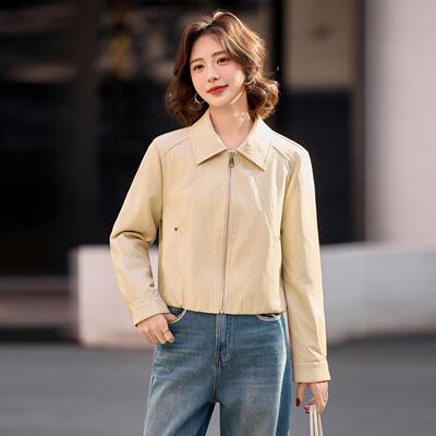 春秋装新减龄百搭舒款休又YG83026-亲肤闲品质皮适衣短款外套