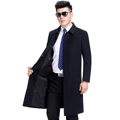 季中老年男羊绒大休衣男士冬长款翻领8905YY2暖保闲大码毛呢风衣