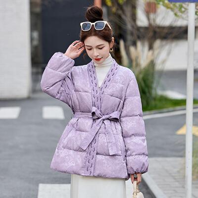 新式国领中中长款羽绒服女冬季新款带收系腰本ZAI8198Q命风年厚外