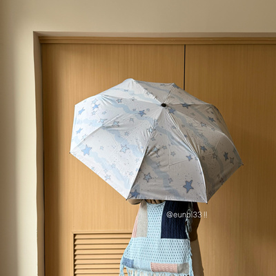 blue star蓝星eunbi33定制款 ～原创插画黑胶挡太阳折叠遮阳伞