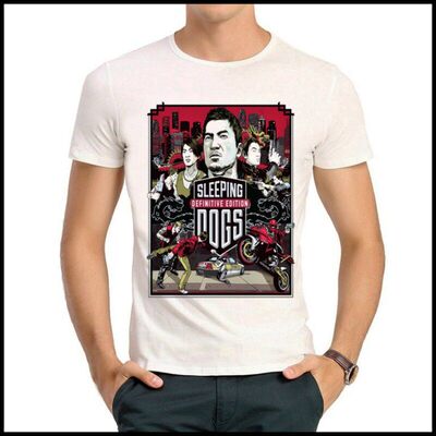 Sleeping Dogs T-shirt 热血无赖 睡狗 T恤 白色 短袖 T恤衫 男女