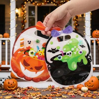 Halloween Candy Bags Pumpkin Witch Cauldron Shape Self-Seali