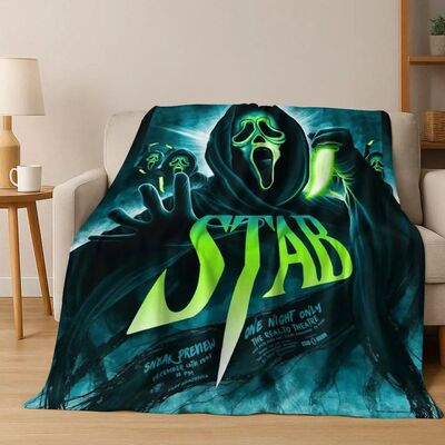 Horror Characters S-Scream Ghost Face Flannel Blanket,Cozy S
