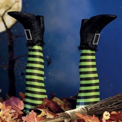 2pcs Halloween Evil Witch Legs Prosthetic Ornament Outdoor Y