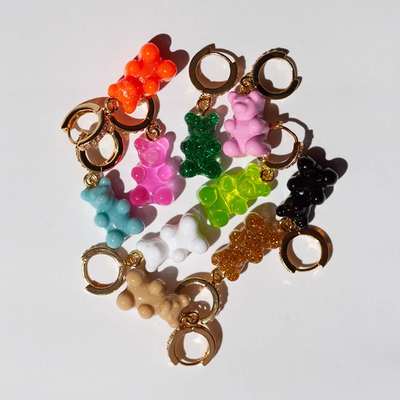 甜美可爱彩色糖果小熊耳环