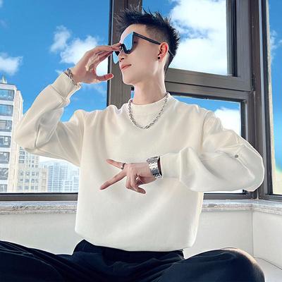 春秋潮牌卫衣男秋季外套打底衫纯色个性长袖衣服2025新款T恤