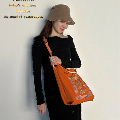 日系环保流苏帆布包2024新款