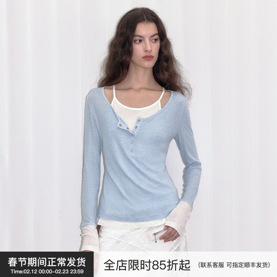 Berlinconch针织假两件设计T恤衫