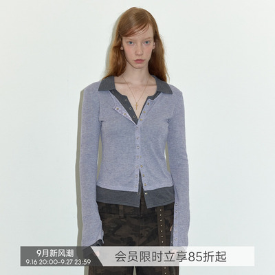 衬衫Berlinconch假两件双层按扣