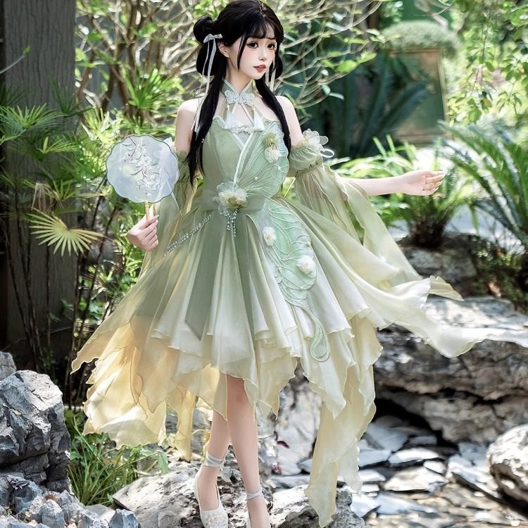 原创蝶絮引中华风Lolita不规则连衣裙国风洋装汉服汉元素洛丽塔