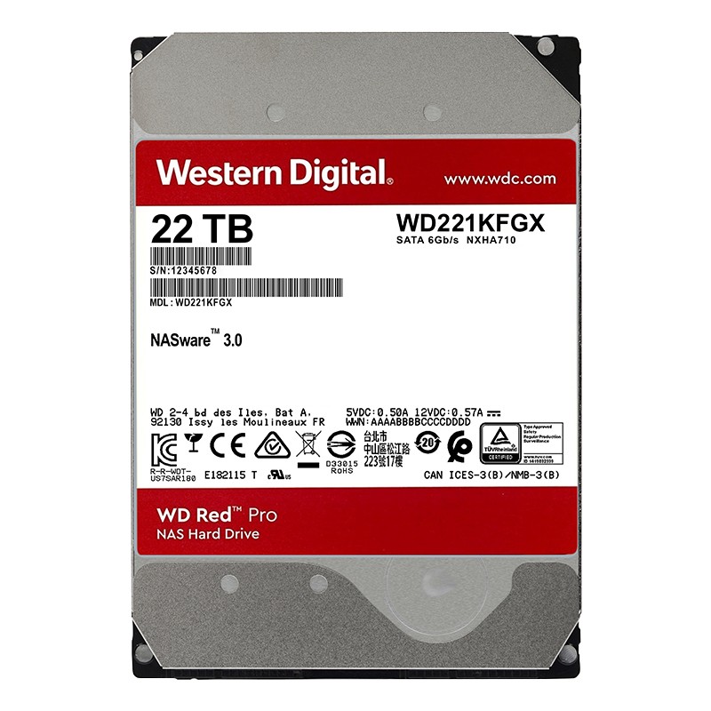 WD西部数据机械硬盘22T西数硬盘WD221KFGX云存储NAS红盘PRO服务器