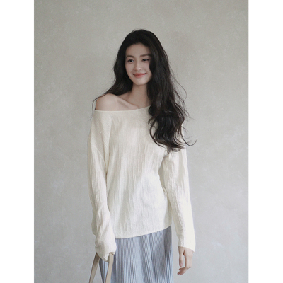 纹理白色慵懒松弛感上衣