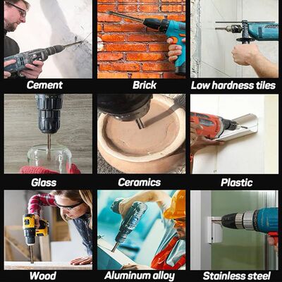 6Pcs Ceramic Tile Drill Bits Carbide Tip Masonry Drill Bits