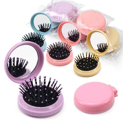 Portable Circular Pocket Comb with Mirror, Hair Styling,