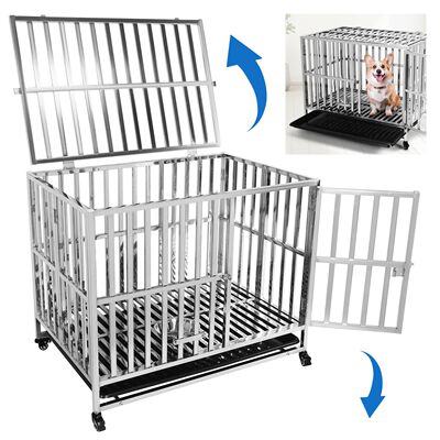 37 Inch Steel Tube Metal Pet Dog Crate with Removable