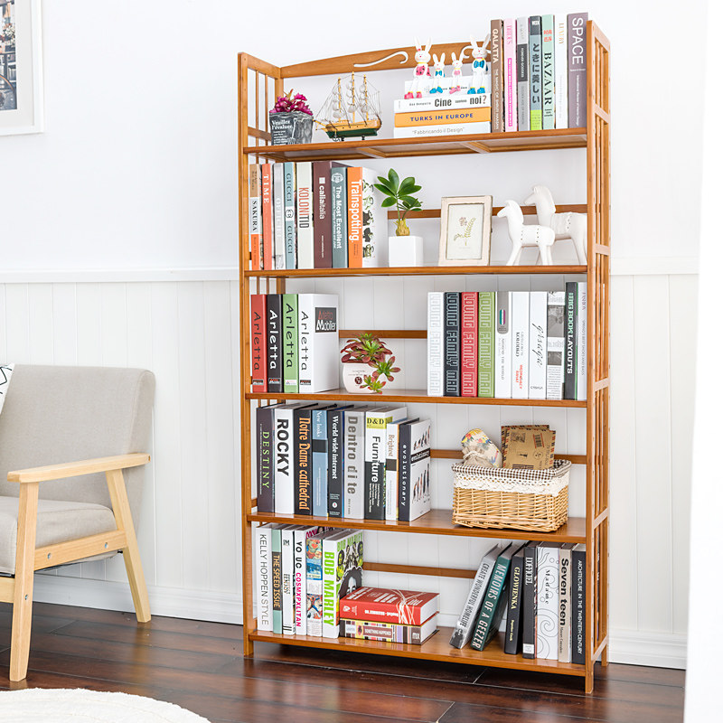 简约现代书架置物架多层落地学生简易书柜创意竹木制组合储物架_虎窝淘