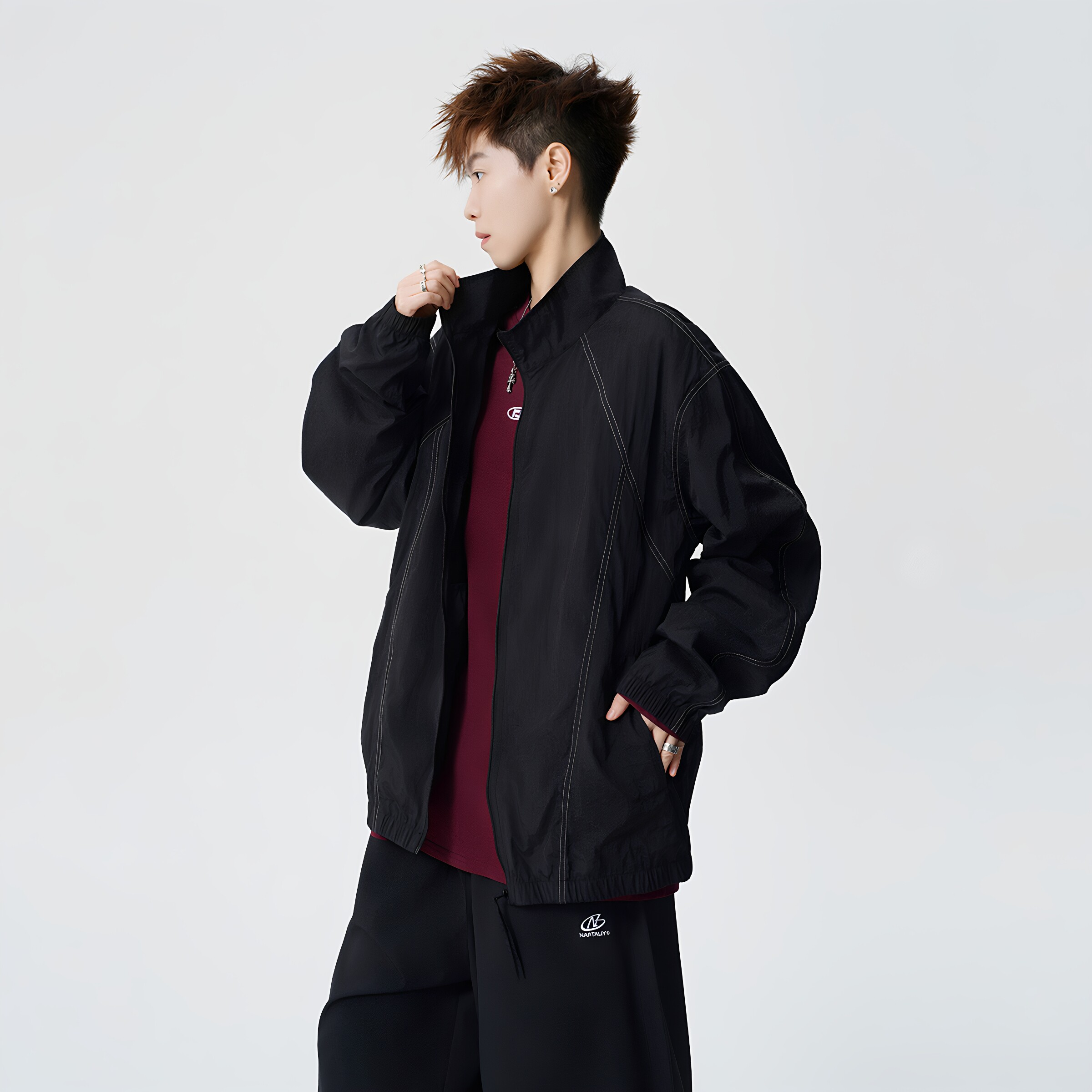 2026新款防晒服运动风立领防晒服男轻薄拼接短款夹克外套UPF50+