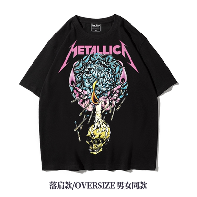 美式落肩oversize纯棉短袖T恤