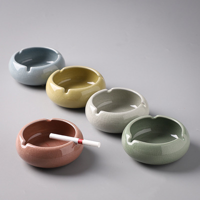Simplified Ge kiln large round ceramic ashtray, hotel suppl