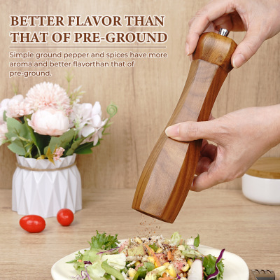 Manual pepper grinding bottle, wood grain angular ceramic c