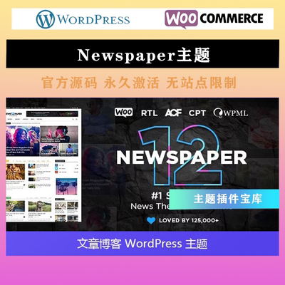 Newspaper 文章博客WP主题 Wordpress高级模板不限站点永久使用