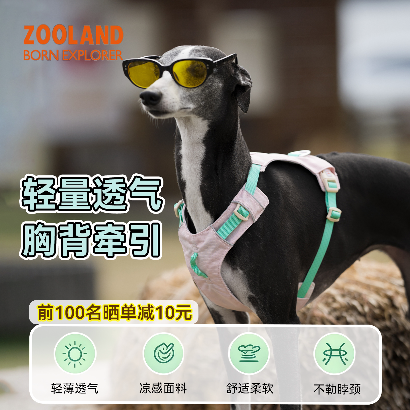 ZOOLAND狗狗胸背带牵引绳工字遛狗小中大型犬防爆冲挣脱宠物背心