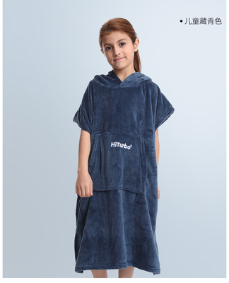 hiturbo珊瑚绒保暖浴袍吸水