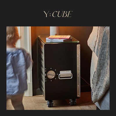 现货Y:CUBE德国进口Bordbar金属白黑几何移动三层抽屉床头柜箱子