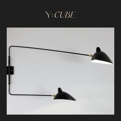 Y:CUBE法国进口Serge Mouille 2Arms金属装饰双头客厅玄关床头灯