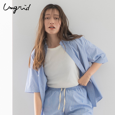 Ungrid竖条纹短袖衬衫