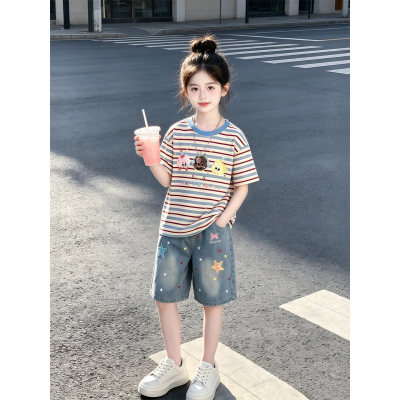 专柜女童夏套装20226新款儿童独特漂亮短袖T恤大童巨好看夏装短裤