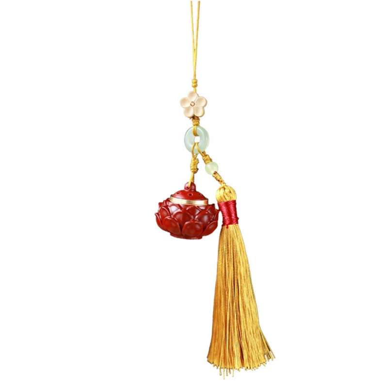 【莲莲好运】高档朱砂莲花香囊汽车钥匙扣手机挂件压襟挂饰