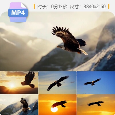 高清4K雄鹰在天空展翅翱翔击长空视频片头高质量特效视频素材